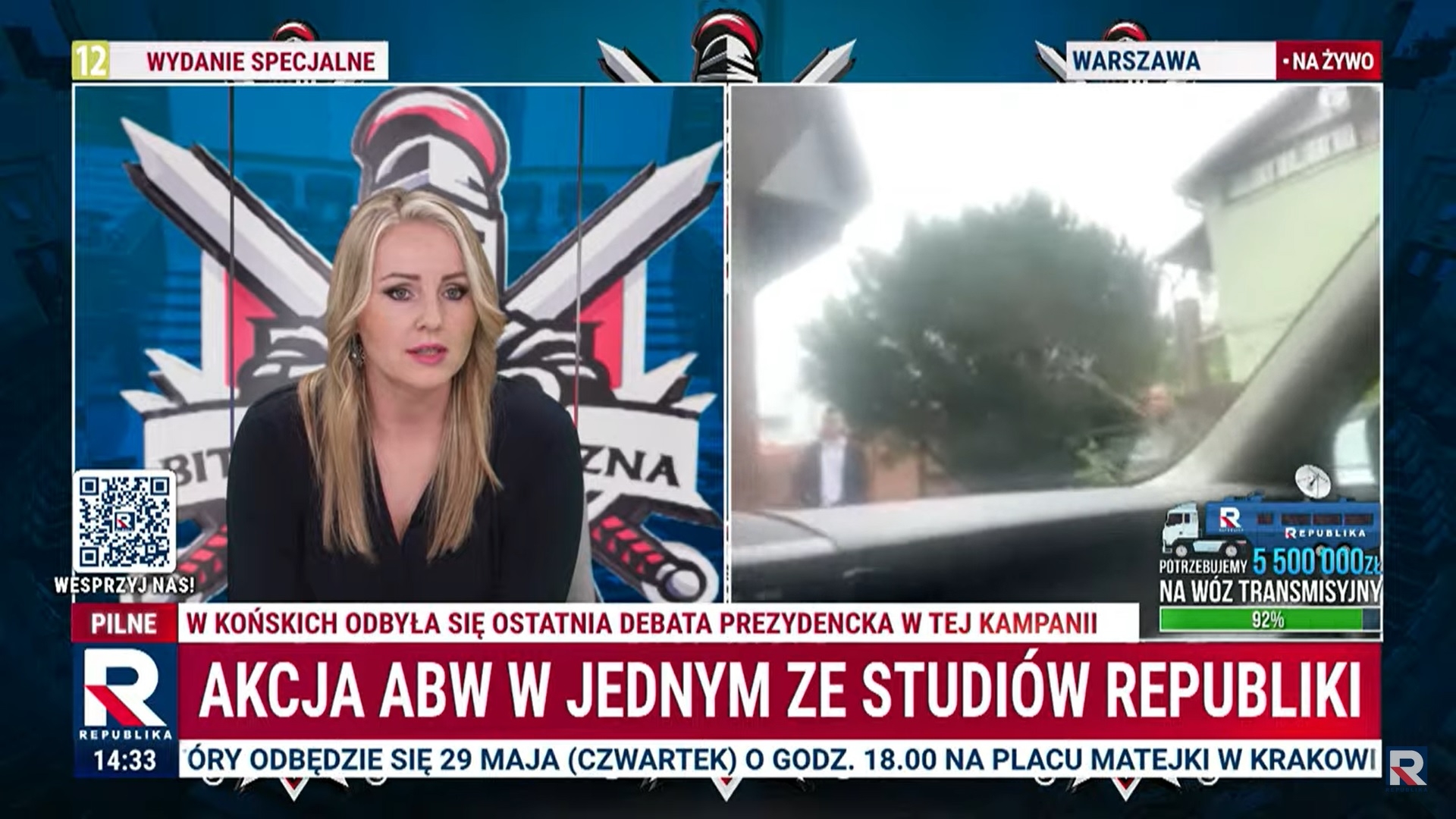 ABW w studiu TV Republika. Sakiewicz: podnosimy poziom bezpieczeństwa - Wiadomości Radio ZET