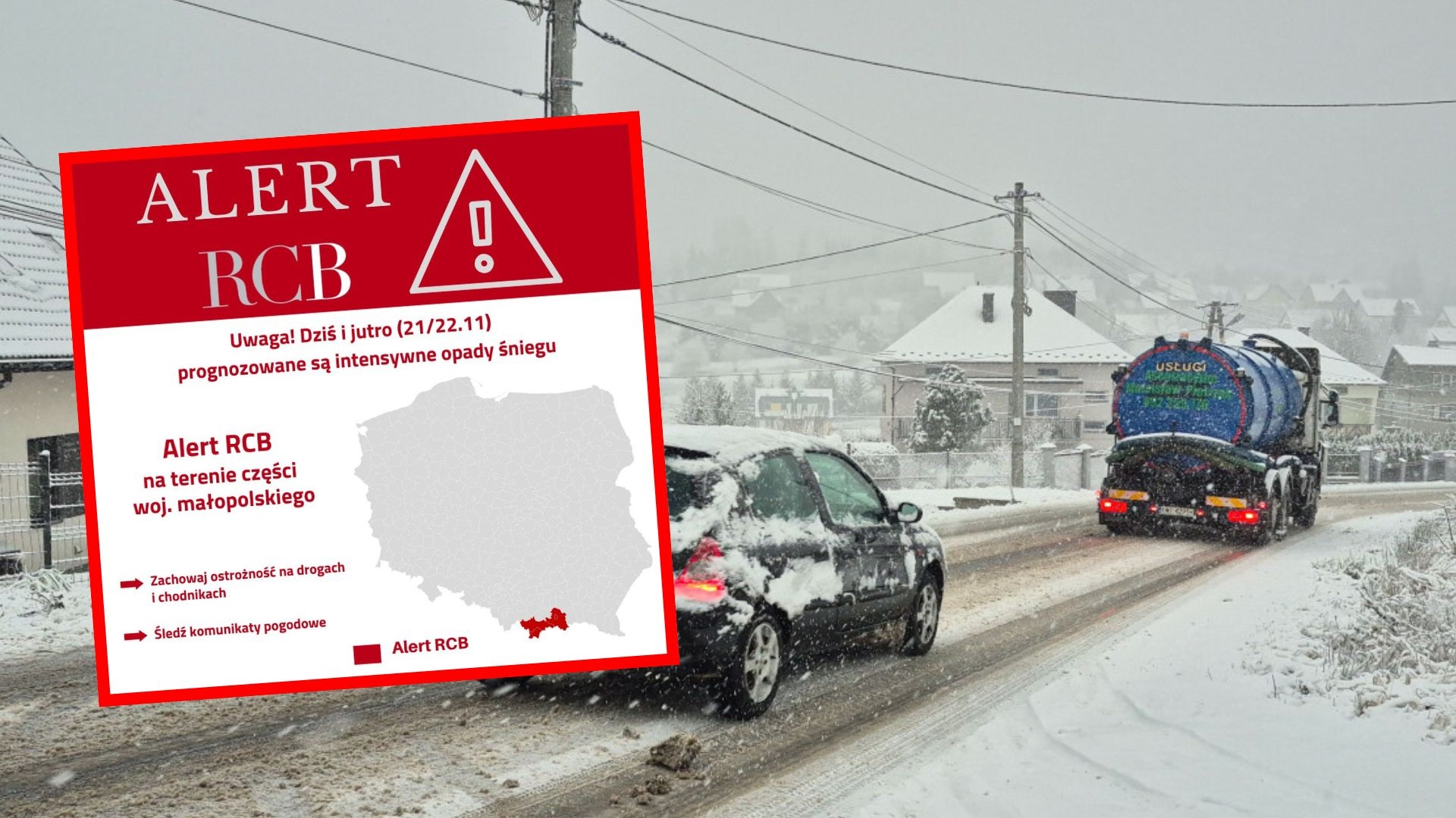 Południe kraju pod śniegiem. RCB rozszerza alerty na kolejne regiony ...