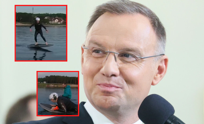 Andrzej Duda odkrywa nowy sport. "No i płynie", "Elektryczna super moc ...