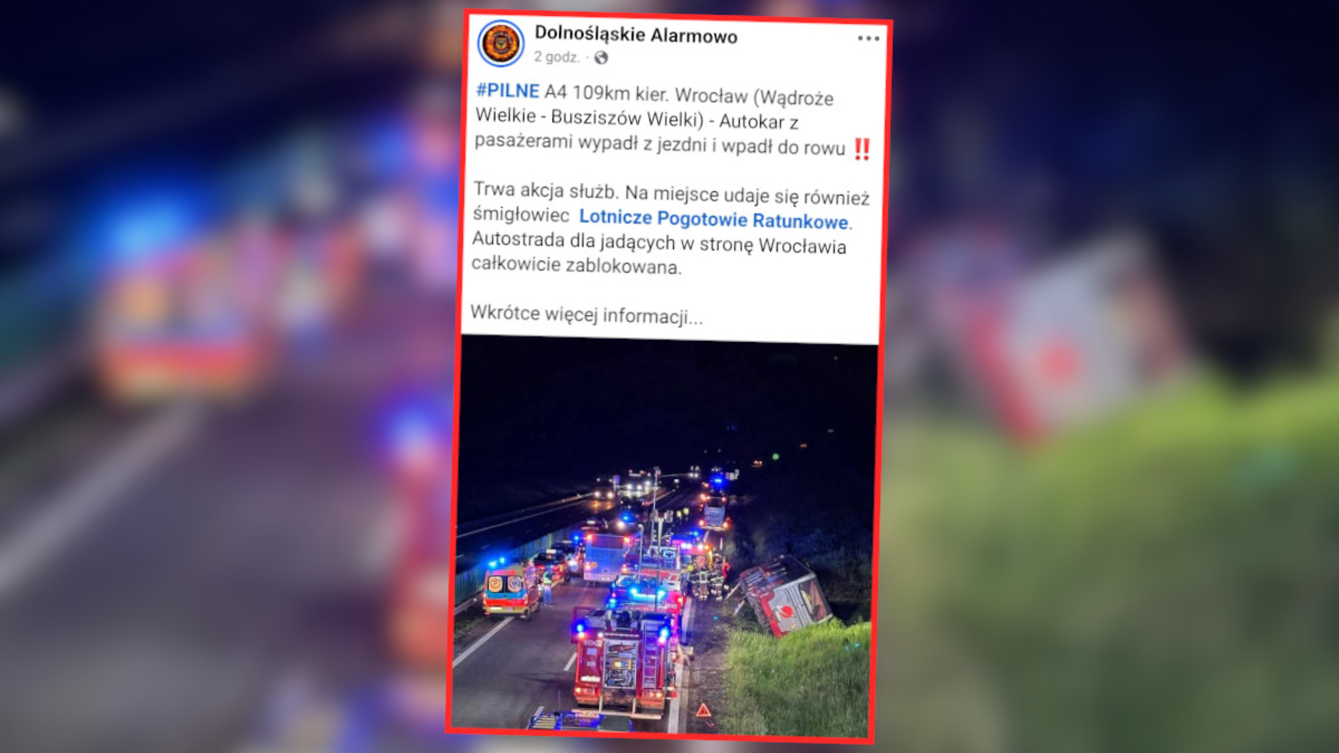 Autokar wpadł do rowu na A4. Podróżowało nim ponad 30 osób - Wiadomości ...