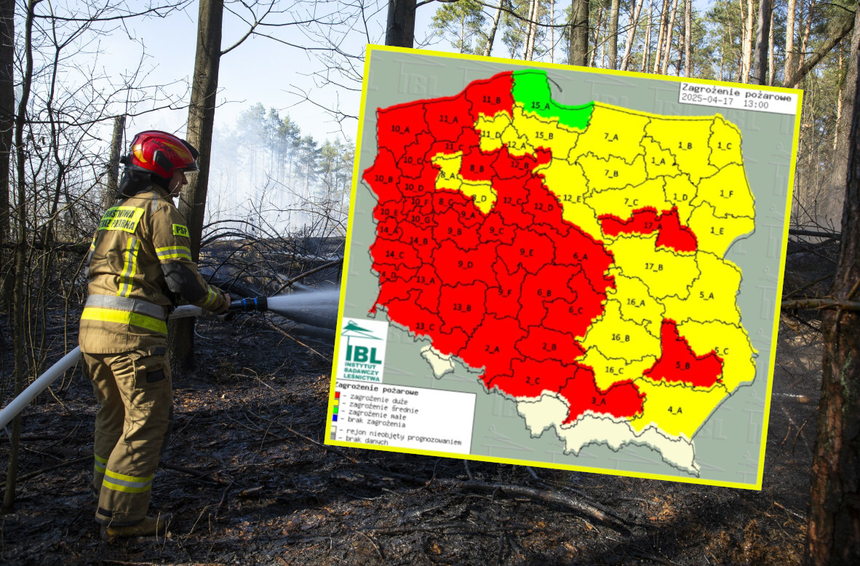 Zagrożenie dla całej Polski, na zachodzie mapa cała czerwona ...