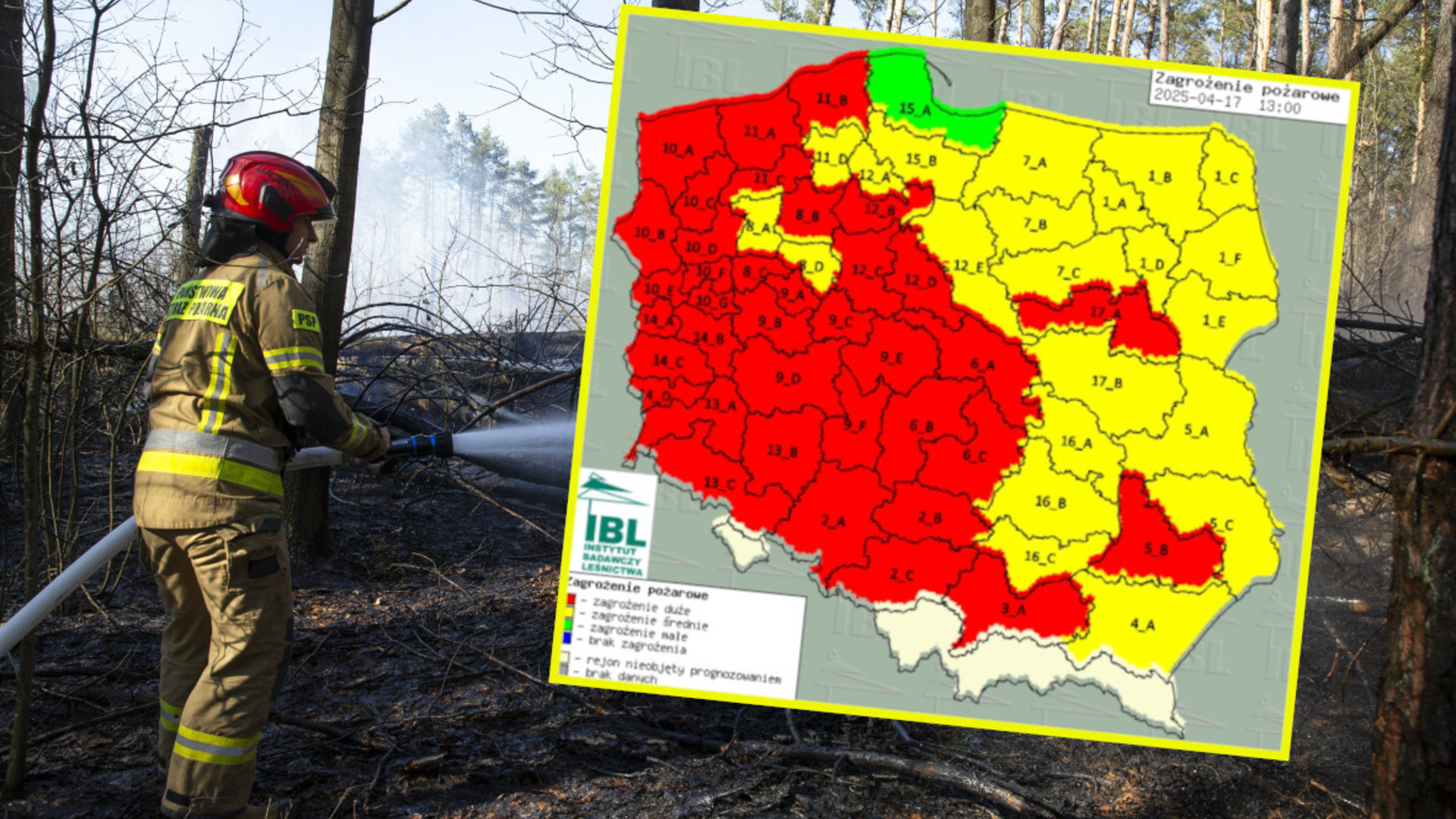 Zagrożenie dla całej Polski, na zachodzie mapa cała czerwona ...