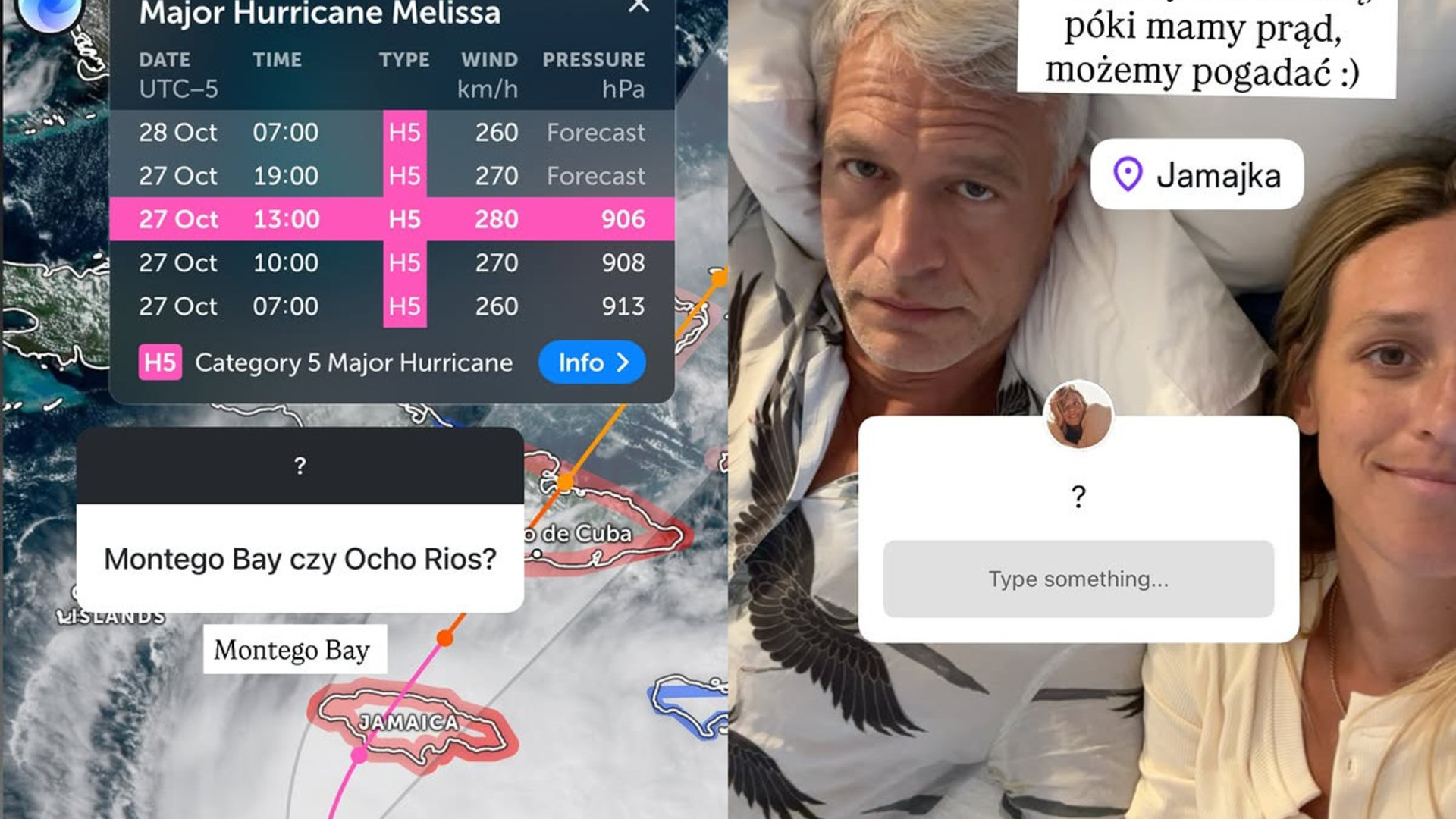 Potężny huragan Melissa uderza w Jamajkę. Żebrowski z rodziną uwięzieni ...
