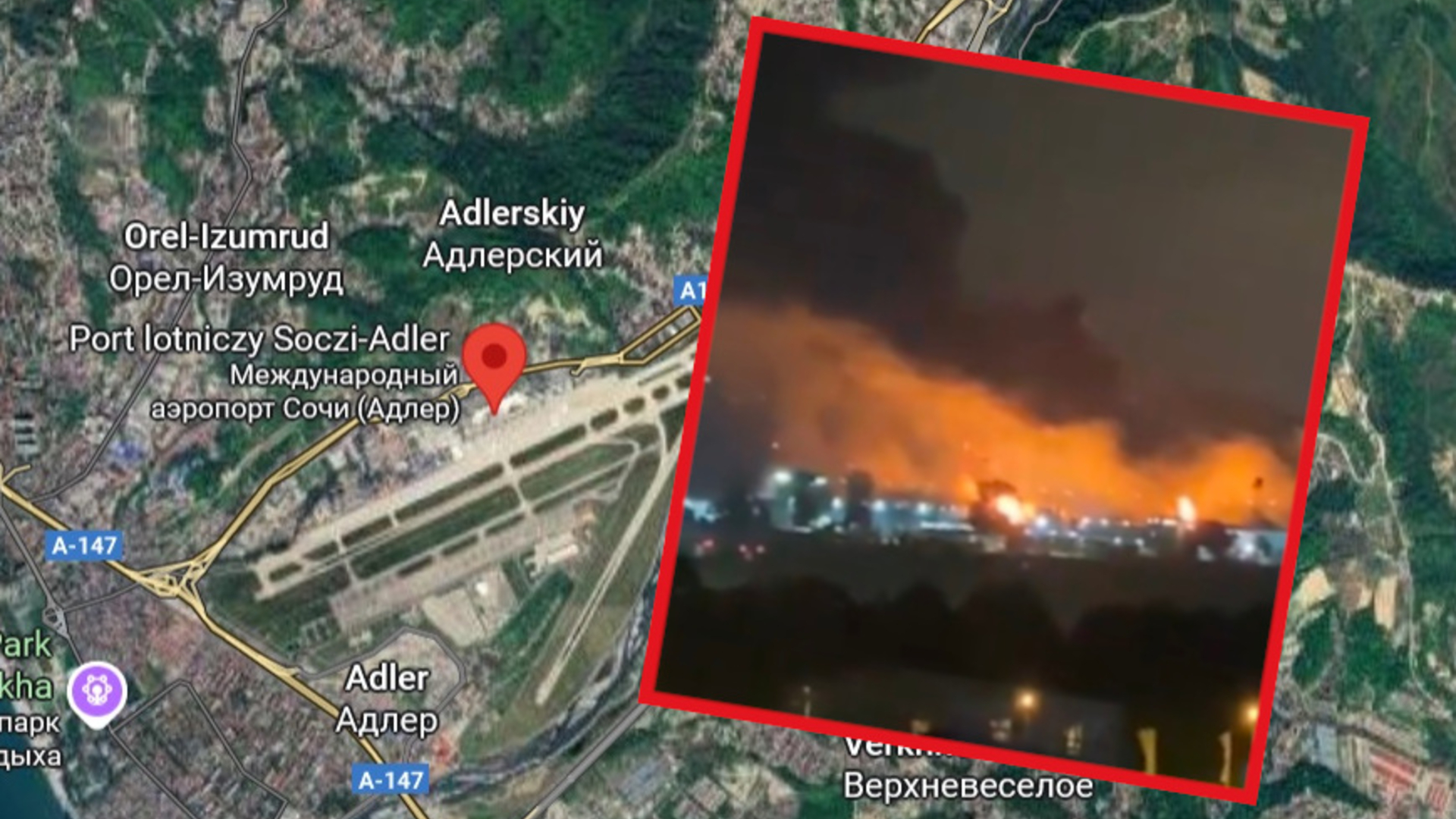 Ukraińskie drony uderzyły na terenie Rosji. Pożar na lotnisku w Soczi ...