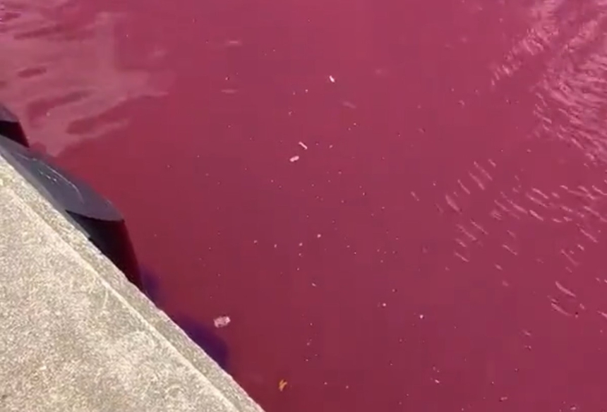 Woda w rzece zmieniła kolor na krwistoczerwony. Mieszkańcy i turyści w ...