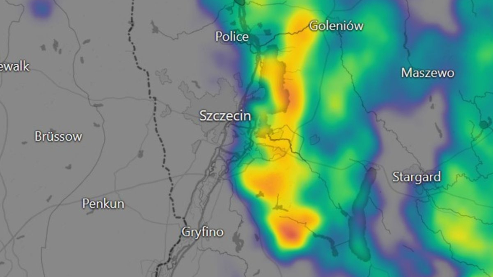 Radar pogodowy: Szczecin. Mapa opadów i wyładowań na żywo. Gdzie jest ...