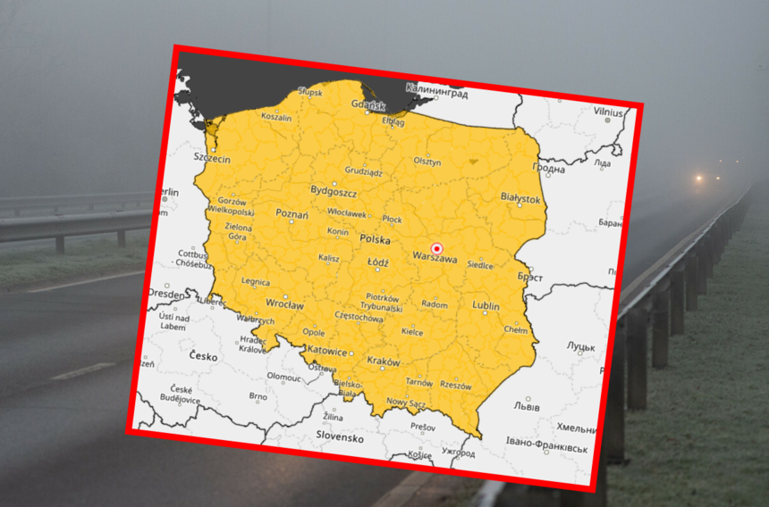 Alert dla całej Polski. Mapa świeci się na żółto - Wiadomości Radio ZET