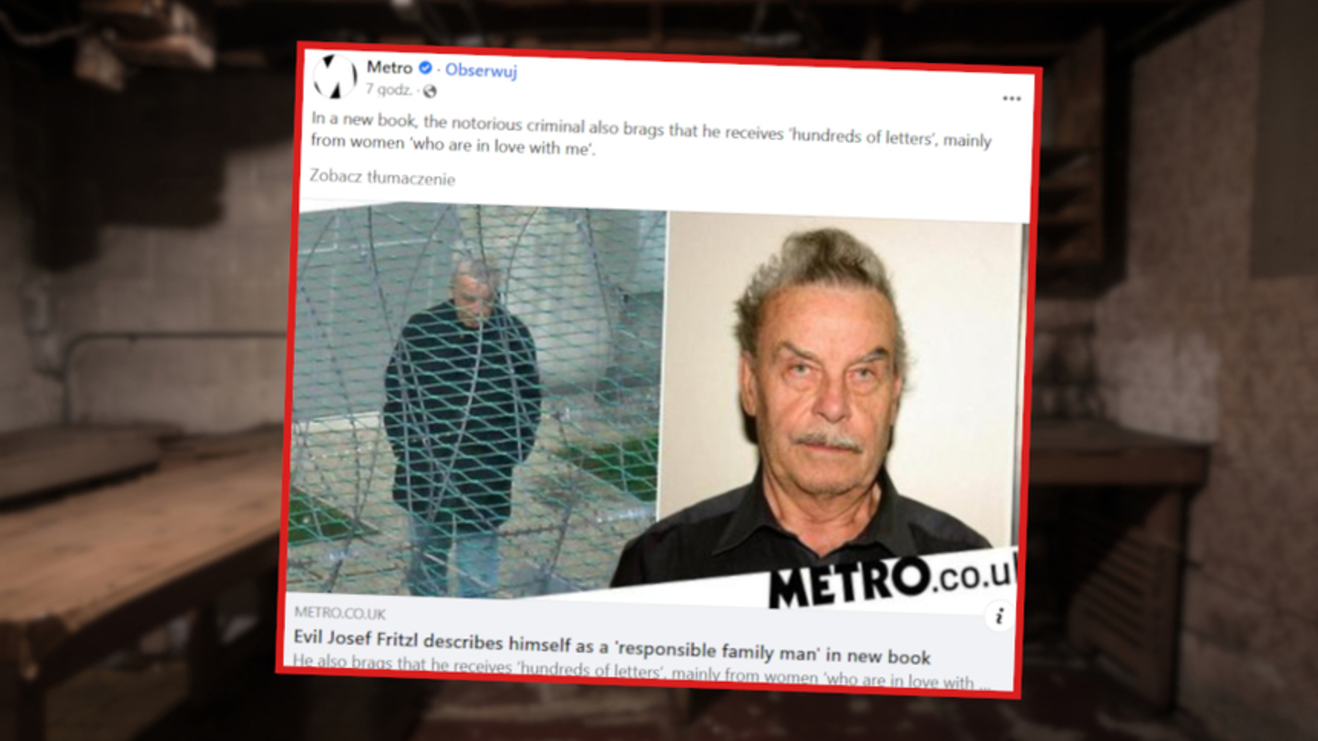Josef Fritzl napisał w więzieniu książkę. Jej treść szokuje i przeraża ...